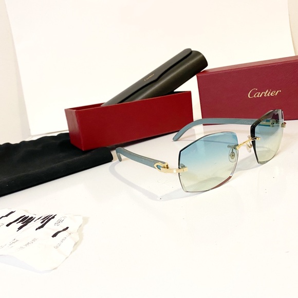 Cartier | Accessories | Auth Cartier Buffs Gold Buffalo Horn Rimless ...